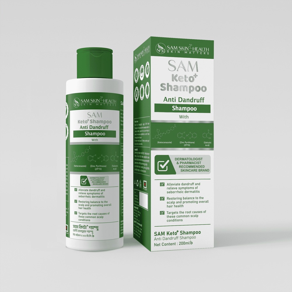 SAM Keto+ Anti Dandruff Shampoo 200ML | Shundorjo | Authentic Skincare ...